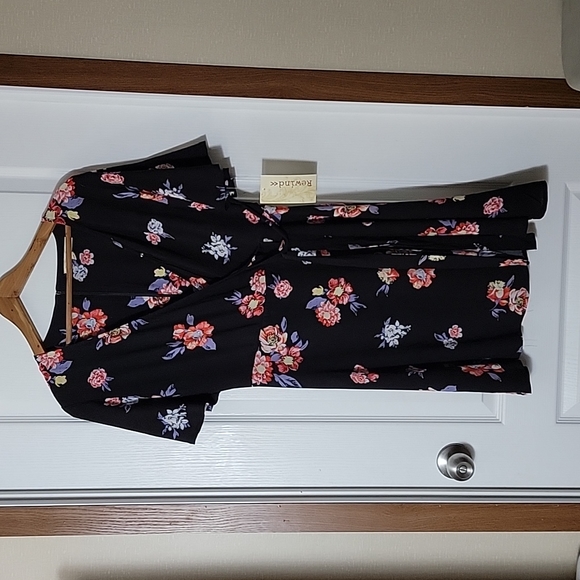 Rewind | Dresses | Rewind Womens Black W Red White Blue Floral Wrap ...